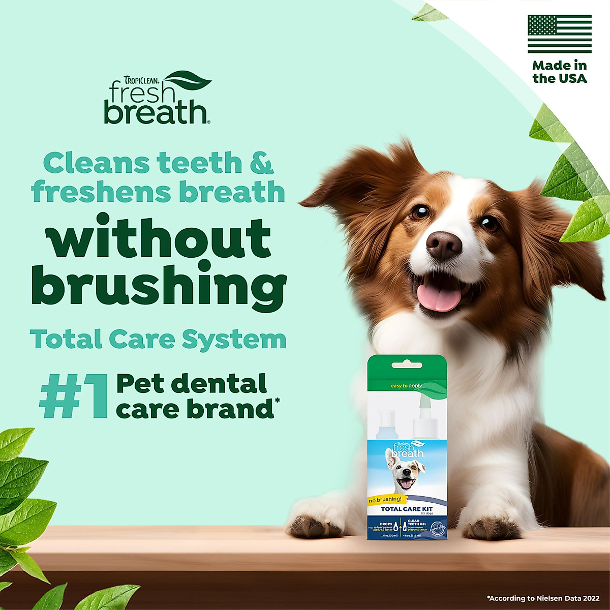 TropiClean Fresh Breath No Brush Total Care Kit | Dog Dental Hygiene| Dog Teeth Cleaning Made Easy | Water Additive No Brushing Toothpaste for Dogs