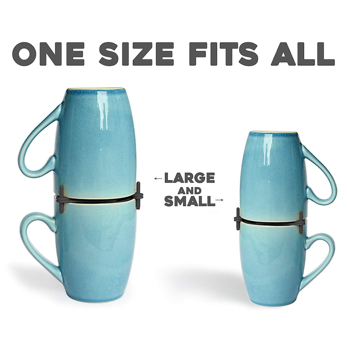 ELYPRO Coffee Mug Organizers and Storage, Kitchen Cabinet Shelf Organizer - Cupboard and Pantry Organization, Expandable Stackable Gadget for Tea Cup and Coffee Mugs, Save Space (Black)