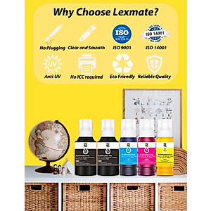 lexmate 580ML Autofill Sublimation Ink Compatible for Epson ET-2800 ET-2850 ET-4850 ET-3850 ET-2400 ET-3830 ET-2760 ET-15000 ET-4800 Inkjet Printers, Heat Press Transfer on Mugs T-Shirts