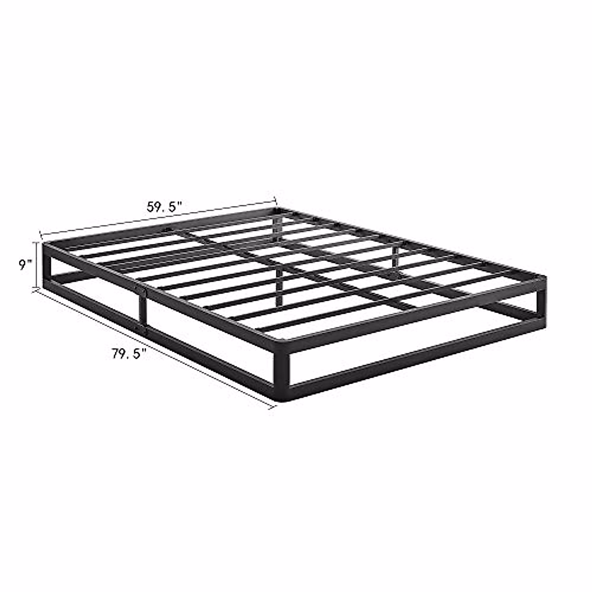BIKAHOM Modern 9 Inch Metal Platform Bed Frame Queen with Heavy Duty Steel Foundation for Bedroom,Mattress Foundation,No Box Spring Needed,Sturdy Steel Structure