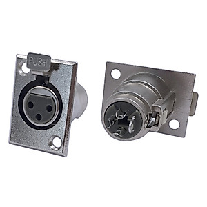 CERRXIAN XLR 3 Pin Female Jack Socket Keystone Wall Plate Panel Mount Audio Microphone Connector Adapter Converter (2-Pack)