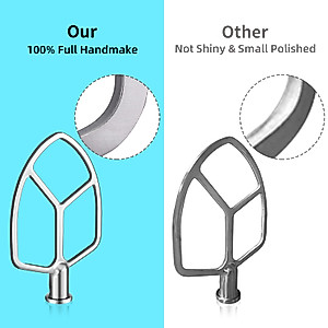 Gdrtwwh Stainless Steel Flat Beater Attachment for KitchenAid 5 & 6-Quart Bowl-Lift Mixer,for Baking - Pastry, Pasta Dough, Mixing Accessory（Dishwasher Safe）