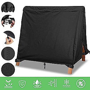 COBOAQG Patio Swing Cover a-Frame Waterproof 72 Inch Outdoor Swing Cover,420D Oxford Fabric UV Resistant Weather Protector for Patio Garden Hammock A-Frame Swing (Black)