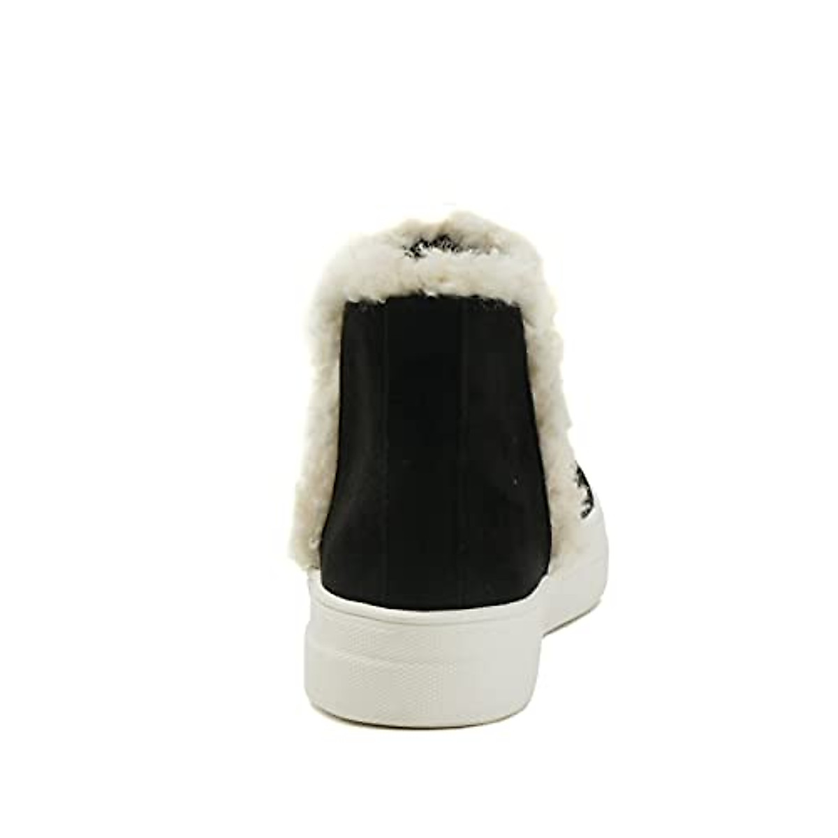 Soda Figure Women’s Faux Fur Trim Fashion High Top Slip On Sneaker Bootie (Black, Numeric_7)