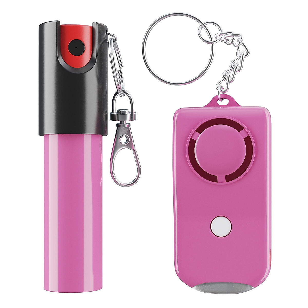 ARMADILLO DEFENSE Pepper Spray and Personal Alarm Key Chain Bundle (2 Pack) for Protection and Self Defense, Safeguard for Women and Men, Tear Gas and Panic Button (Pink)