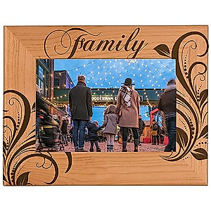 Griffco Supply Family Natural Wood Engaved Picture Frame (5x7 Horizontal)
