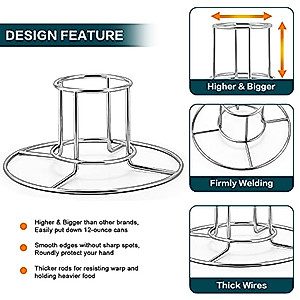 2Pcs Beer Can Chicken Holder, Vertical Chicken Rack, P&P CHEF Stainless Steel Chicken Racks for BBQ Grilling Roasting Baking, Thick Wire & Firmly Welding, Heavy Duty & Dishwasher Safe