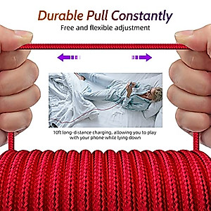 540° Rotating Magnetic Charging Cable (Red 4-Pack 3/3/6/6ft) 3 in 1 USB C Magnetic Phone Charger Cable 2.4A Fast Charge Cord for iPhone Samsung Moto Android Tablet TWS Earphone Gamepad