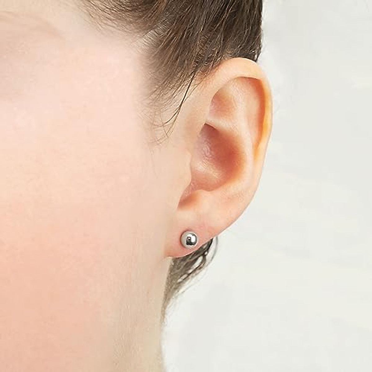14K White Gold 5MM Ball Stud Earrings for Women