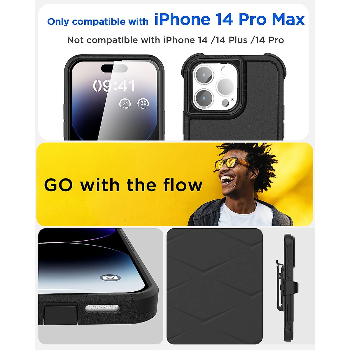 AICase for iPhone 14 Pro Max Case with Glass Screen Protector+Camera Lens,Heavy Duty Drop Protection Full Body Rugged Shockproof Military Protective Tough Durable Cover for iPhone 14 Pro Max 6.7"_15