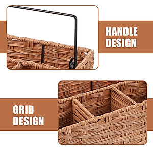 Zerodeko Utensil Basket Utensil Holder Cutlery Storage Basket Make up Iron Woven Basket Cutlery Holder Seagrass Baskets