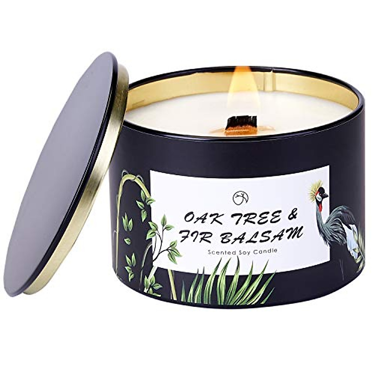 Chloefu LAN Christmas Festival Candle, Oak Tree & Fir Balsam Scented Candle, Smoky Cedarwood Oakmoss, Large Luxury Soy Candle, Highly Scented, 90 Hours Long Burning, 12.4 Oz Wood Wicked Candles