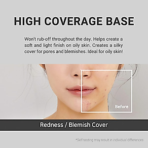 TIRTIR Mask Fit All Cover Pink Cushion Foundation | High Coverage, Semi-Matte Finish, Lightweight, Flawless, Corrects Redness, Korean Cushion, Pack of 1 (0.63 oz.), 21N Ivory