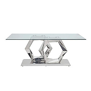 Acme Furniture Gianna Dining Table, Clear Glass & Stainless Steel
