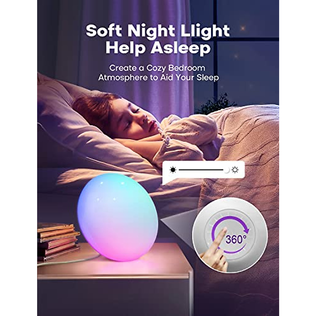 Dekala Baby Night Light for Kids Dimmable Night Lights, Sleep Aid Toddler Night Light for Nursery Boys and Girls, Table Lamp Ambient ARGB Decorate Room for Children (Without APP)