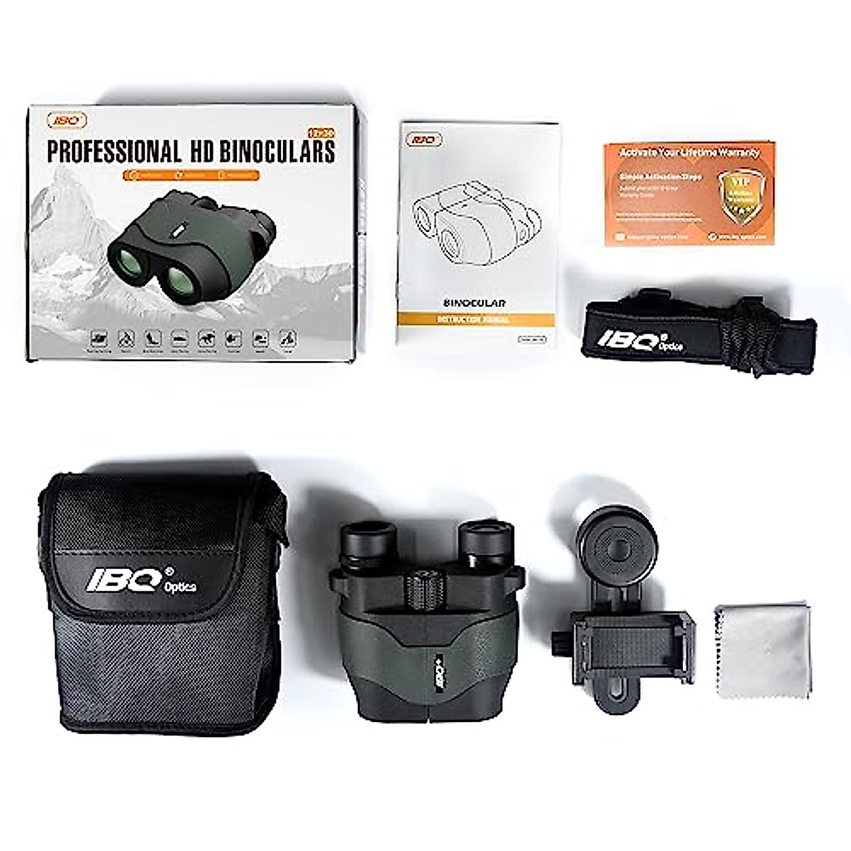 IBQ Binoculars For Adults HD,12x30 Binoculars with Upgraded Phone Adapter, Compact Binocular with Low Light Night Vision,Small Binoculars For Kids,Waterproof Binoculars For Bird Watching,Outdoor Sport