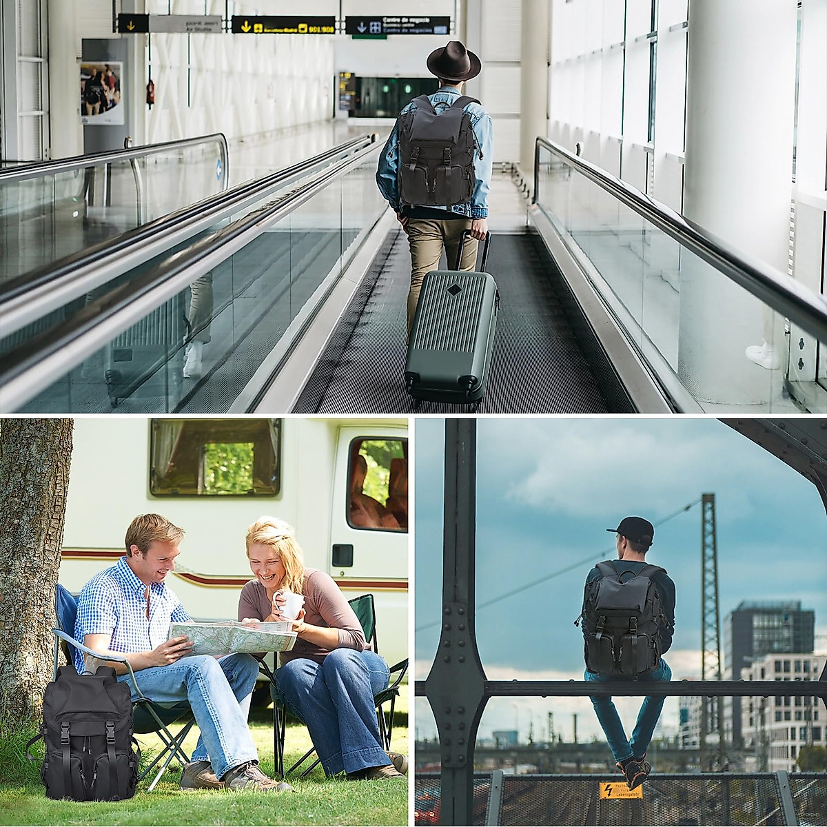 BJIAX Laptop Backpack for Men & Women, Water Resistant College School Computer Bag, Casual Backpack for Work, Daily, Travel, Hiking Fits 15.6 Inch Computer and Notebook