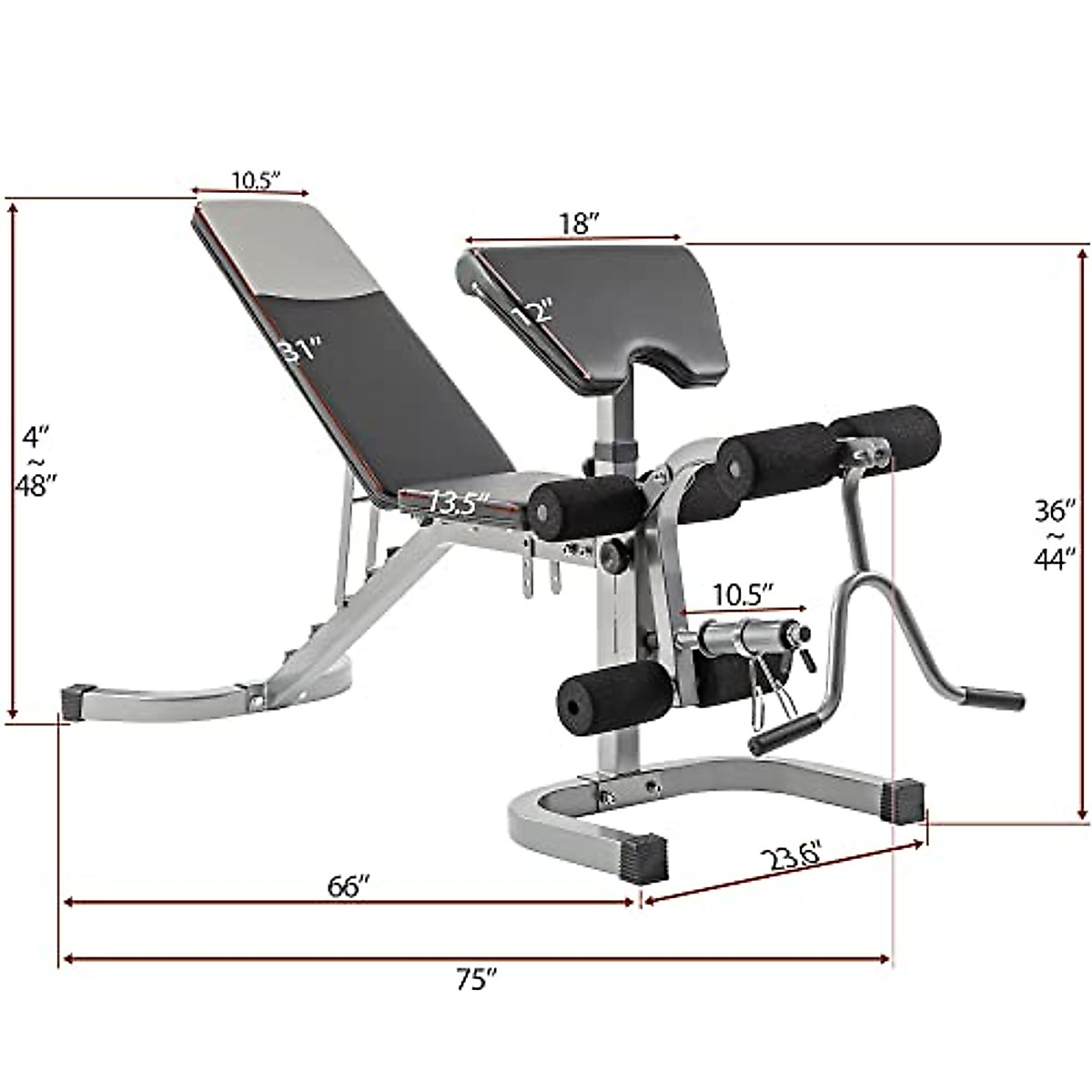 Merax Weight Bench with Leg Extension - 6+3 Positions Adjustable Olympic Utility Benches with Preacher Curl Upgrade Design