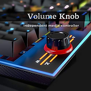 Newmen GM711 Gaming Keyboard Full Size RGB Backlit Hot-Swappable Mechanical Keyboard with Multimedia Control 104-Key Wired PC Gaming Keyboard for Windows Mac(Red Switch)