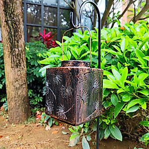 Elfengarden 36 Inch Solar Lantern with Shepherd Hooks - Metal Lanterns Decorative Warm White LED Light - Waterproof Powered Hanging for Patio Garden Pathway [Dandelion-B]