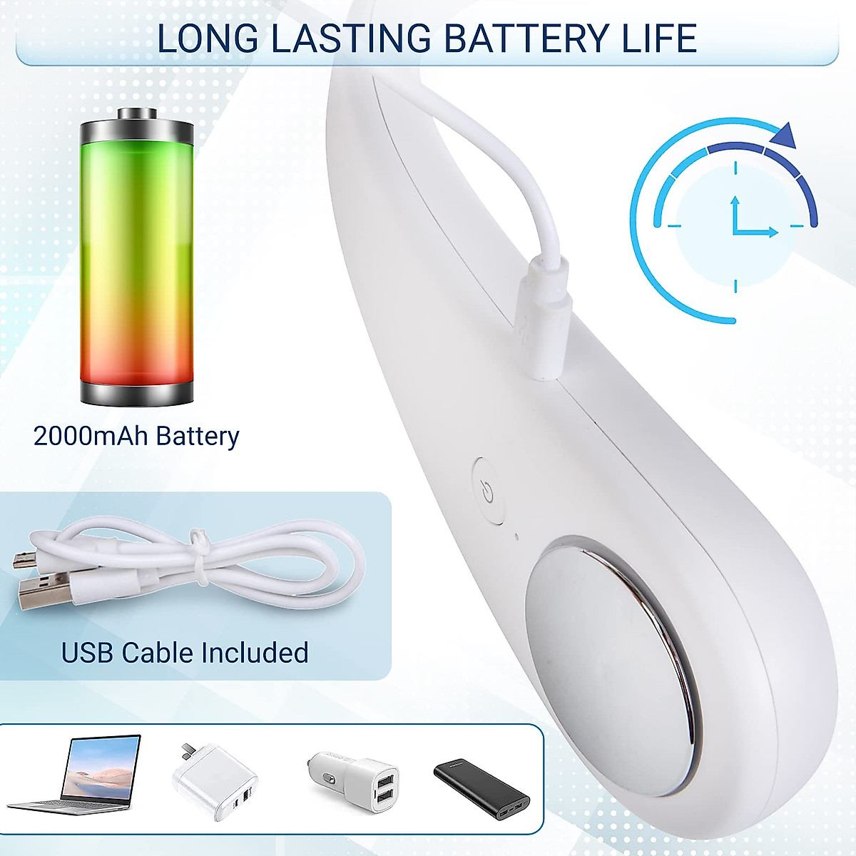 Fern & Pax Bladeless Neck Fan – USB Rechargeable Portable Neck Fan with 3 Airflow Levels – Headphone Design Cooling Fan – Wearable Cooling Device with Flexible Rubber Ductile Arm