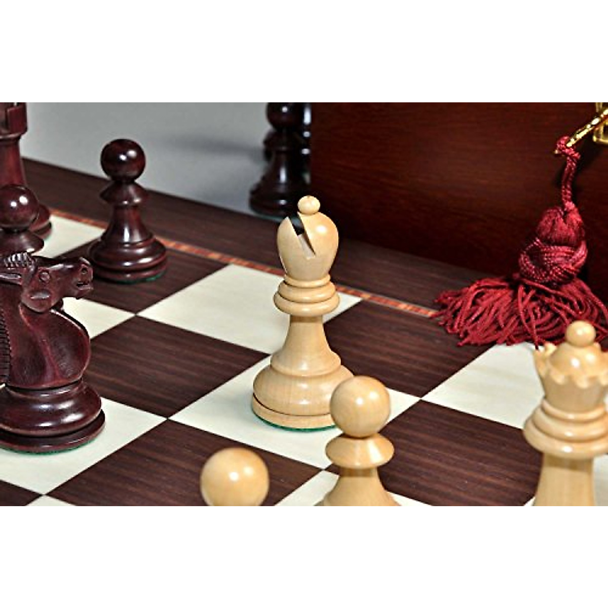 The House of Staunton The Reykjavik II Series Chess Set, Box & Board Combination - Purpleheart Gilded