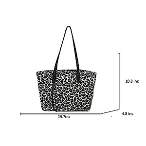 Leopard Shoulder Bag Soft Large Tote Purse Handbag Hobos Satchel for Women (White)