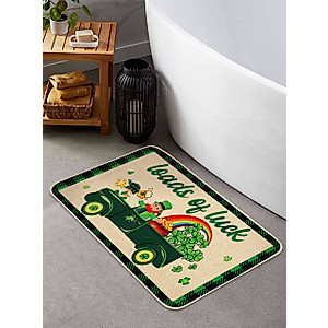 Tieshankao St Patricks Day Gnome Doormat Decorations-Shamrock Leprechaun Lucky Door mat Rug Irish Saint Patty's Decor for The Home Bathroom