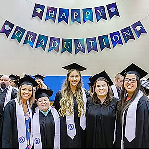 Iridescent Royal Blue Happy Graduation Banner Congrat Grad Garland Fishtail Flag Banner for Graduation Party Decoration Prom Party Supplies