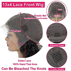 ALIACHOOS 22” Lace Front Wigs Human Hair 13x4 Body Wave Transparent Lace Frontal Wigs with Baby Hair Pre Plucked 22 Inch Body Wave Lace Frontal Human Hair Wigs for Black Women 180 Density