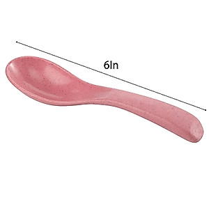 WUWEOT 24 Pack Wheat Straw Soup Spoons, 6 Inches Colourful Unbreakable Meal Spoon, Cereal Dinner Spoon for Kid and Adult, Microwave Dishwasher Safe