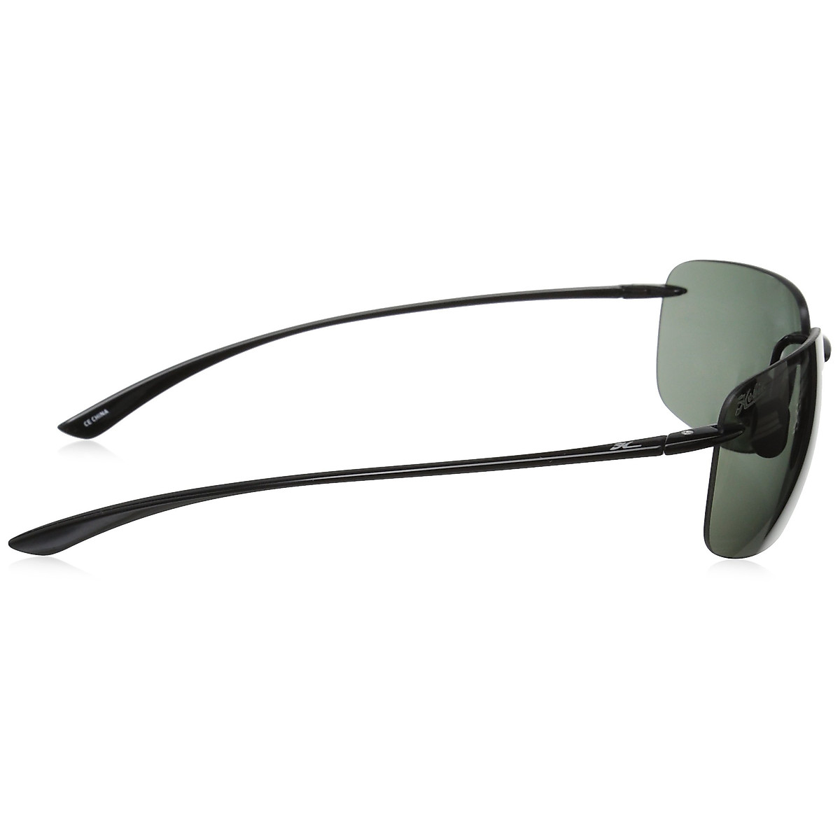 Hobie Rips Polarized Rimless Sunglasses, Shiny Black Frame/Grey Lens, 62MM
