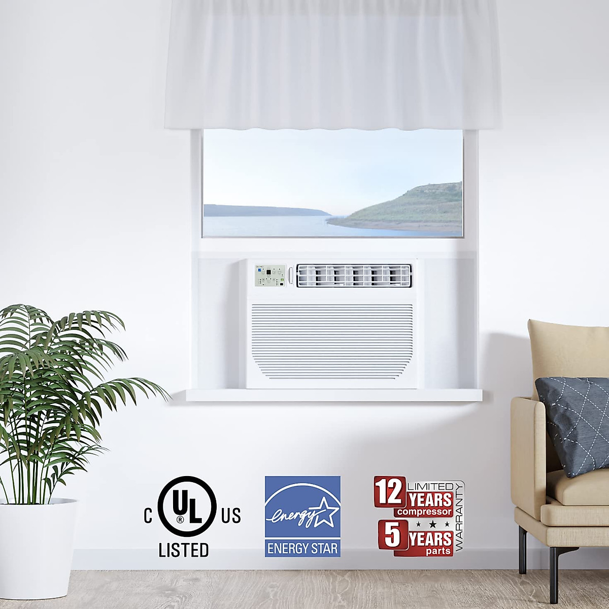 OLMO 18000 BTU Window Air Conditioner 11.8 CEER 208-230V with Remote Controller and Window Frame