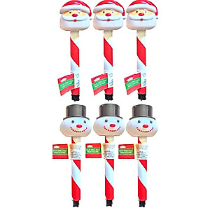 Christmas Landscaping Garden Christmas Decorations House Decorations Christmas Solar Stake Light Santa Claus and the Snowman Decorations All Solar (PACK OF 6)
