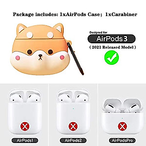 KAIJIA Cute Case for 2021 Apple AirPods 3rd Gen (Latest Model) with Keychain,Funny 3D Cartoon Animal Style Designed,Shockproof Silicone Protective Cover for Kids Girl Women Boy Teens Men (Corgi)