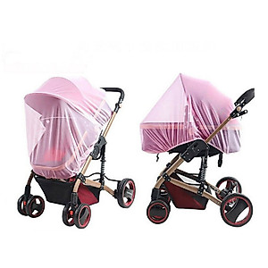 Baby Stroller Mosquito Bug Net Insect Netting Cover 59" Large Size for Pram, Buggy, Infant Carriers, Car Seats, Cradles, Cribs, Bassinets, Playpens, Baby Stroller Bed Full Mesh Cover (Pink)