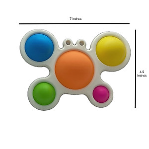 Baby Toy, Toddler Busy Toy, Fidget Butterfly Popper Toy, fine Motor Skills and Sensory Toy for Babies and Toddlers, Travel Toy for Babies and Toddlers, Pink, Red, Green, Blue, Yellow