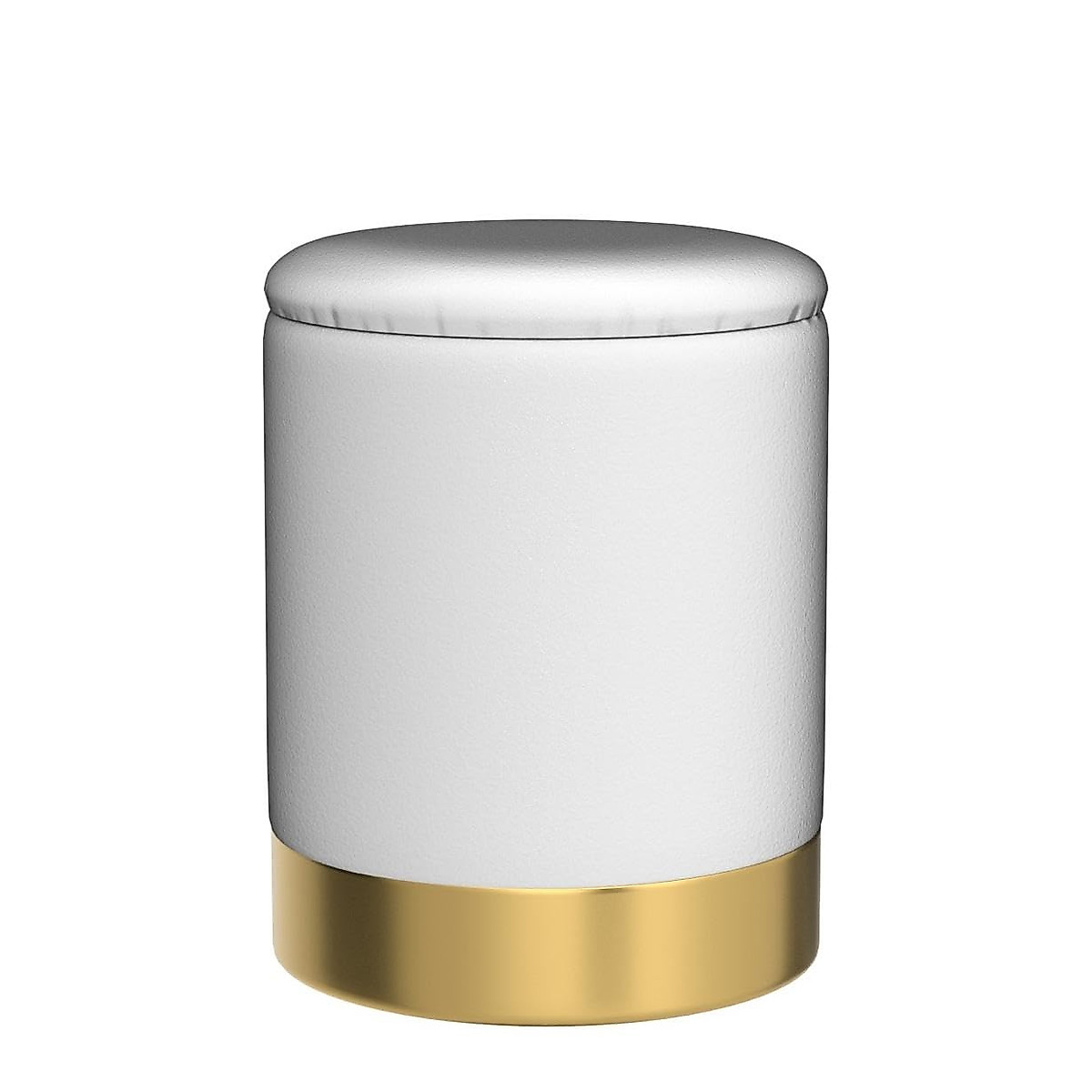 Mxfurhawa Velvet Storage Ottoman Multipurpose Footrest Stool with Metal Base Modern Round Vanity Stool Chair Ottoman Foot Stools Support 300 lbs Padded Seat for Living Room (Cream (Velvet))