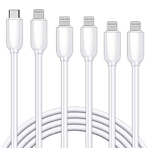 USB C to Lightning Cable MFI Certified iPhone Cable Fast iPhone Charger Cable 20W PD 5Pack 3/6/10FT Type C Charging & Syncing Data Compatible iPhone 12 Pro Max Mini 11 X XR XS 8 P iPad iPod （White）