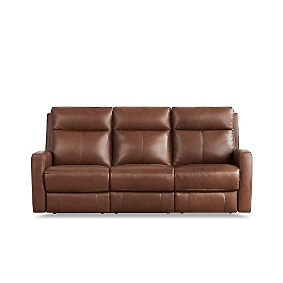 Hydeline Vienna Zero Gravity Power Recline and Headrest 100% Top Grain Leather Sofa with Built-in USB-Ports, Pecan