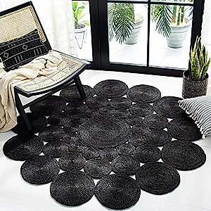 THE PIKKU INTERNATIONAL - Rug Round Jute Hand Woven Circle Design Area Rug Black Dye Carpet (11 X 11 Feet)
