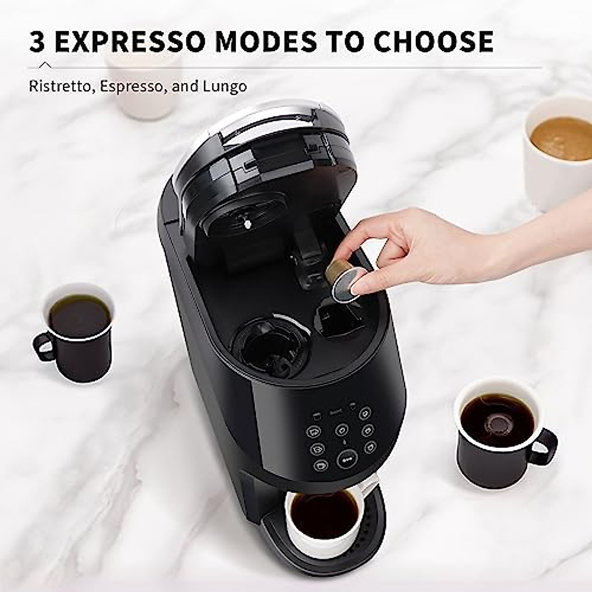 Vimukun Coffee Maker for Gronds Coffee, Coffee and Espresso Machine Combo, 19 Bar Pressure Pump, Removable Water Tank