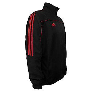 adidas Combat Sports Light Track Jacket w/Classic 3 Stripes - Black Red - Medium
