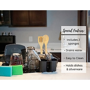 3 Pc Black Dish Drying Rack Set | Dish Rack | Sink Drying Rack | Dish Drainer | Sink Dish Rack (Matt Black)