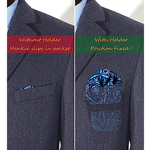 ZENXUS Printed Pocket Squares 8-Pack, plus 3 Folds Holder, Penetrating Printed Men's Handkerchiefs, Sewn by Hand