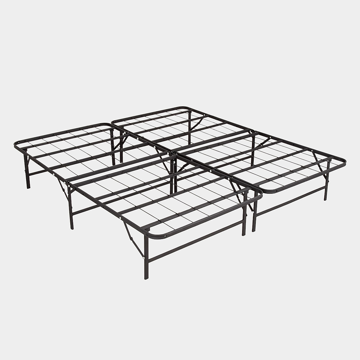 MACTUR Foldable Metal Bed Frame Queen Size Metal Platform Easy Assembly Heavy Duty Noise Free Bed Frame 13 Inches of Clearance Underbed Storage Sturdy Steel Frame, Queen, Black