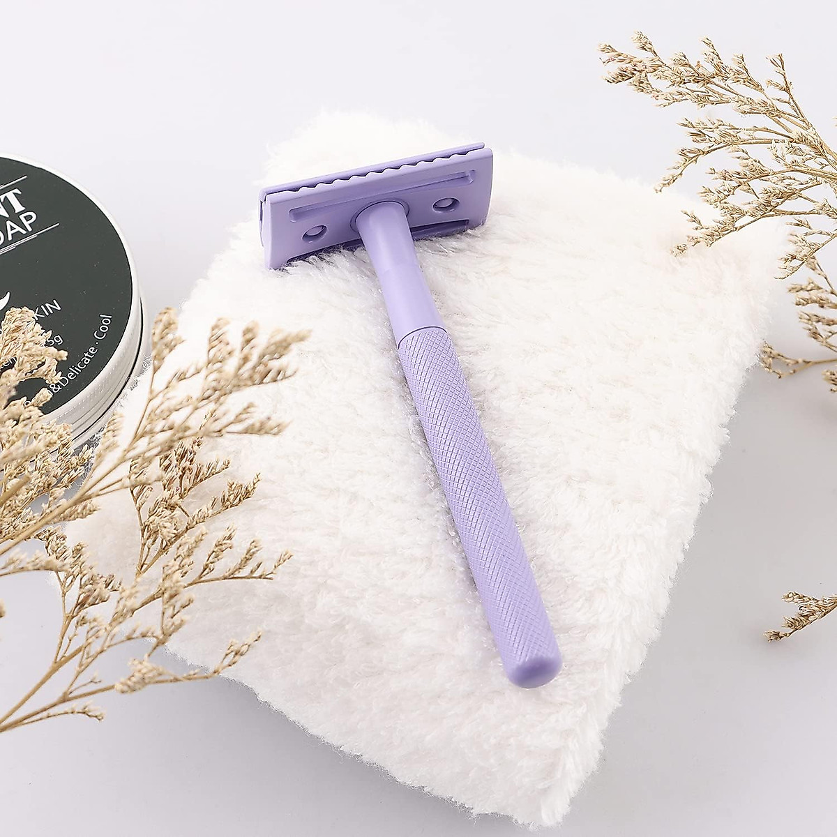 KINGHOOD Copper Single Blade Razor for Gentle & Close Shave - Double Edge Safety Razor with 10 Blade Refills, Long Handle, Weighted Razor, Eco-Friendly & Less Irritation Perfect for Sensitive Skin