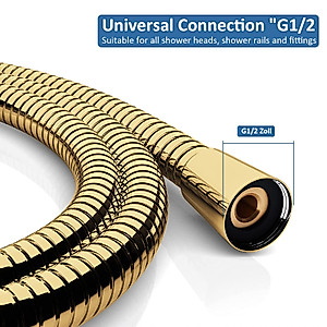 Oupukle Shower Hose Stainless Steel Handheld Shower Head Hose with Brass Insert and Nut - Durable and Flexible (60 Inches, Brushed Gold)