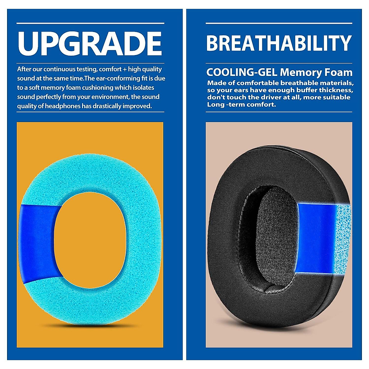 WH 1000XM5 Earpads for WH-1000XM5 (WH1000XM5) by TRANSTEK, Replacement Ear Pads Cushions with High-Density Noise Isolation Foam, Added Thickness-Cooling Gel Fabric