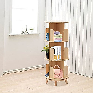Aohuada 3-Tier Rotating Bookshelf 360° Display Rotating Stackable Shelves Floor Standing Bookcase Storage Rack Bookshelf Organizer Used in Bedroom, Living Room Study Room